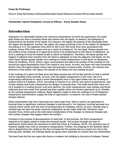 📗 Flammable Liquid Flashpoint Causes And Effects Essay Sample Free Essay Term Paper Example