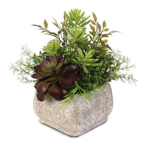 Foundry Select Artificial Desktop Succulent Arrangement Plant In A Pot