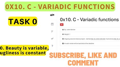 0x10 C Variadic Functions Alx 0 Beauty Is Variable Ugliness Is Constant Youtube