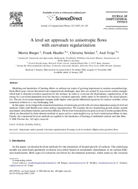 Pdf A Level Set Approach To Anisotropic Flows With Curvature Regularization