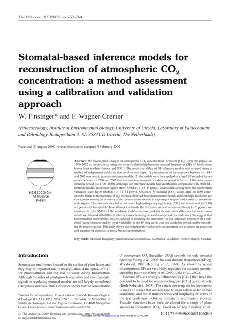 pdf stomatal based inference models for reconstruction of atmospheric