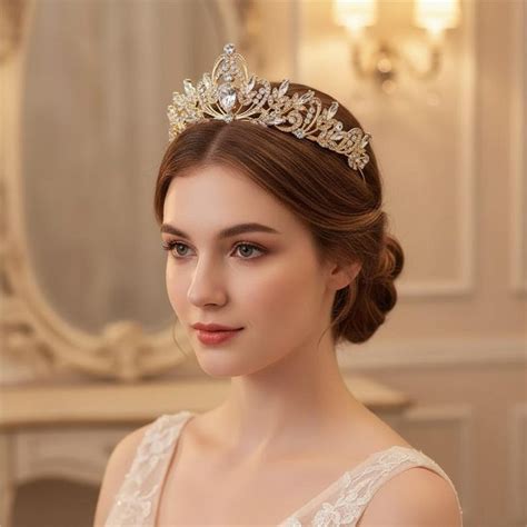 Gold Crystal Bridal Tiara Royal Princess Wedding Crown Rhinestone