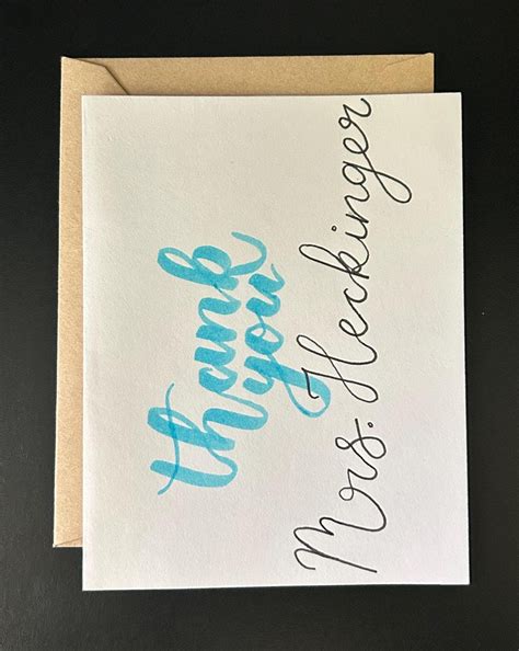 Handwritten Custom Calligraphy Thank You Card Cursive Thank You Note