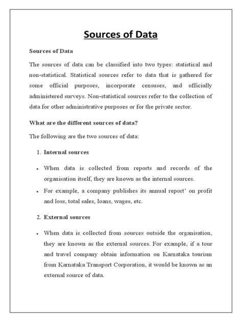Sources Of Data Pdf Quantitative Research Survey Methodology
