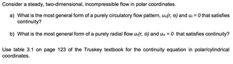 Solved Consider A Steady Two Dimensional Incompressible