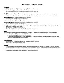 Grade 11 Science Lab Report Instructions And Marking Scheme TPT