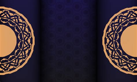 빈티지 패턴엽서 디자인 고급스러운 장식과 텍스트와 로고를위한 장소와 파란색 배너 0명에 대한 스톡 벡터 아트 및 기타 이미지 0명 고딕 양식 골동품 Istock