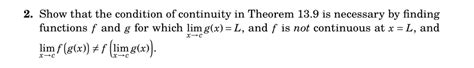 Solved 2 Show That The Condition Of Continuity In Theorem