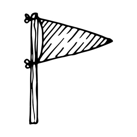 Premium Vector Triangular Flag On Wooden Stick Sketch Hand Drawn Illustration