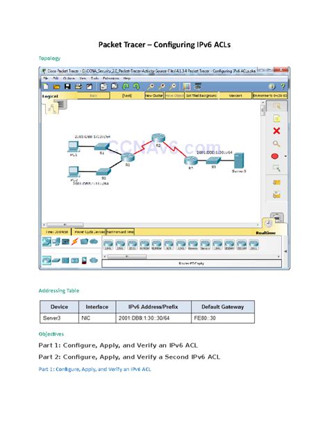 4 1 3 4 Packet Tracer Configuring Ipv6 Acls Answers Packet Tracer Configuring Ipv6 Acls