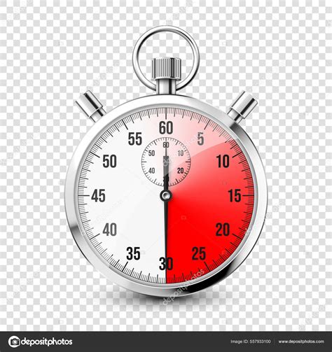 Realistic Classic Stopwatch Icon Shiny Metal Chronometer Time Counter