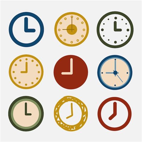 Premium Vector Colorful Analog Clock Flat Icons
