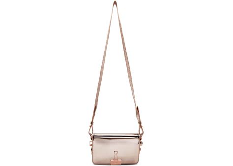 Off White Binder Clip Bag Mirror Mini Rame In Patent Leather With Pink Us