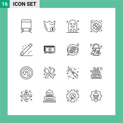 Set Of 16 Commercial Outlines Pack For Badge Security Dollar Protection