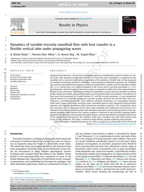 Pdf Dynamics Of Variable Viscosity Nanofluid Flow With Heat Transfer