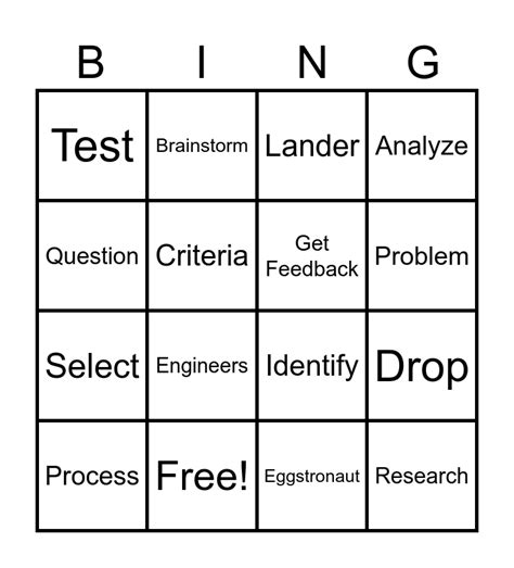 Engineering Process Bingo Card