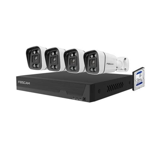 Kit Videovigilancia Foscam Fn9108e B4 2t Poe 4 Cámaras V5ep 5mp Disco Duro 2tb Ip66 Pccomponentes