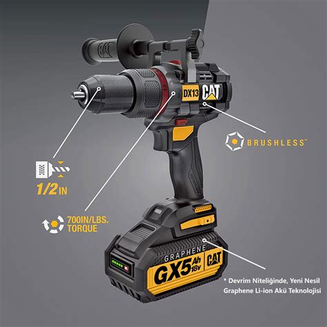 CAT DX13 18V 5 Ah Tek Akülü Li-ion Profesyonel Darbeli Akülü Matkap ...