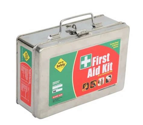 First Aid Box Class B Kit With All Items Inside A Stainless Steel Box