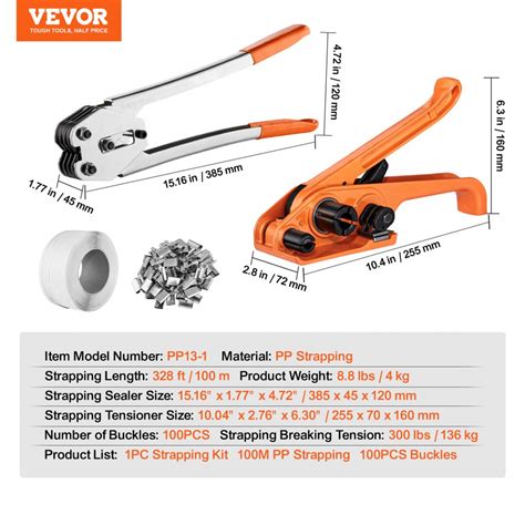 Vevor Pp Banding Strapping Kit With Strapping Tensioner Tool Banding
