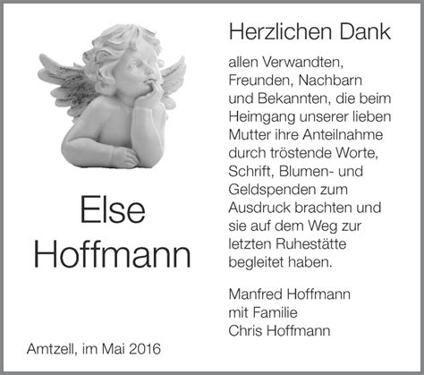 Traueranzeigen Von Else Hoffmann Schwaebischede Trauerportal