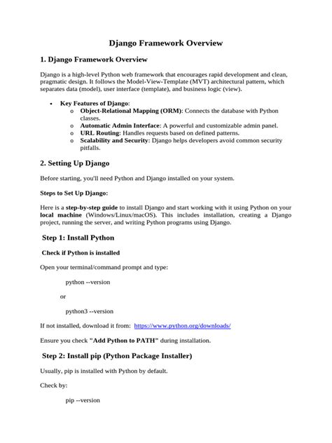 Django Framework Overview Pdf Python Programming Language