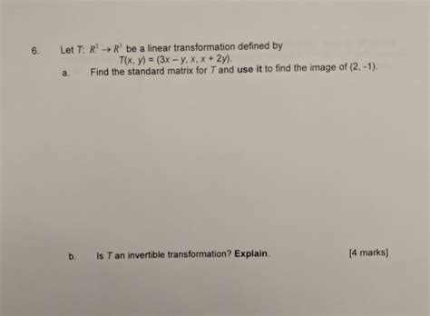 solved 6 let t r r be a linear transformation defined