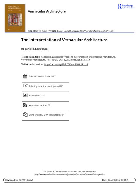 The Interpretation Of Vernacular Architecture Pdf Evolution