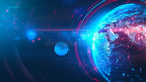 Futuristic Globe With Digital Interface And Dynamic Lines Visualizing