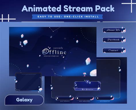 Dream Crystal Animated Stream Package Transition Stream Overlay Panels Diamond Blue Cute Theme