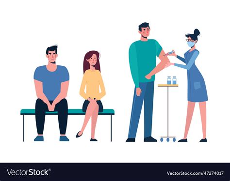 Queue Of People For Vaccination Vaccination Vector Image