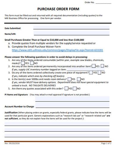 Purchase Order Examples To Download