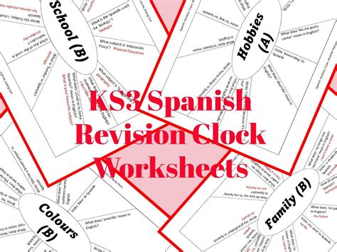 Spanish Revision Clocks Worksheet Bundle Teaching Resources