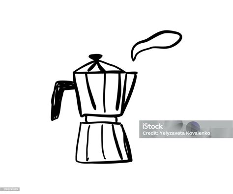 낙서 스타일로 손으로 그린 간헐천 커피 메이커 음식 부엌 메뉴 디자인을 위한 벡터 일러스트 레이 션 간헐천에 대한 스톡 벡터 아트 및 기타 이미지 Istock