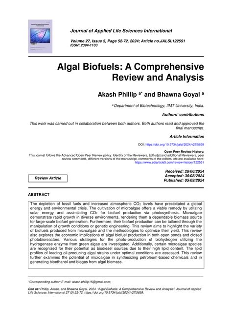 PDF Algal Biofuels A Comprehensive Review And Analysis