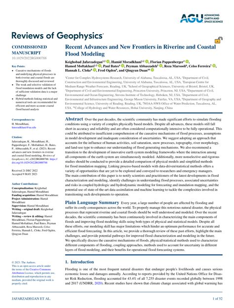 Pdf Recent Advances And New Frontiers In Riverine And Coastal Flood Modeling
