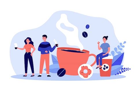 커피 브레이크 그림에서 사람들 프리미엄 벡터