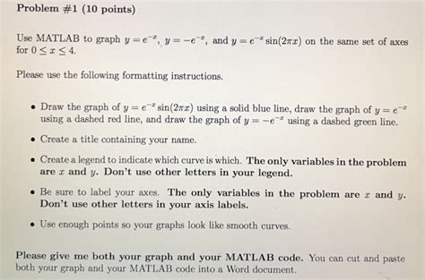 Solved Use MATLAB To Graph Y E X Y E X And Y E X Chegg Com