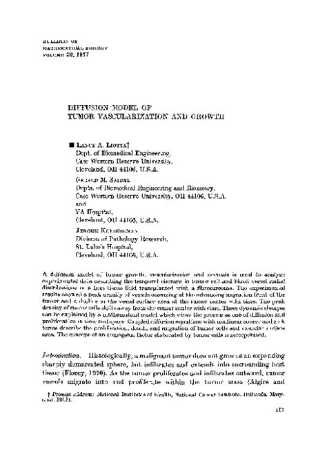 Pdf Diffusion Model Of Tumor Vascularization And Growth