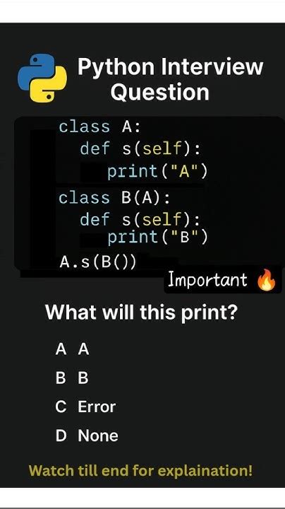 Day 26 Python Interview Questions Inheritance Trick 🔥 Python