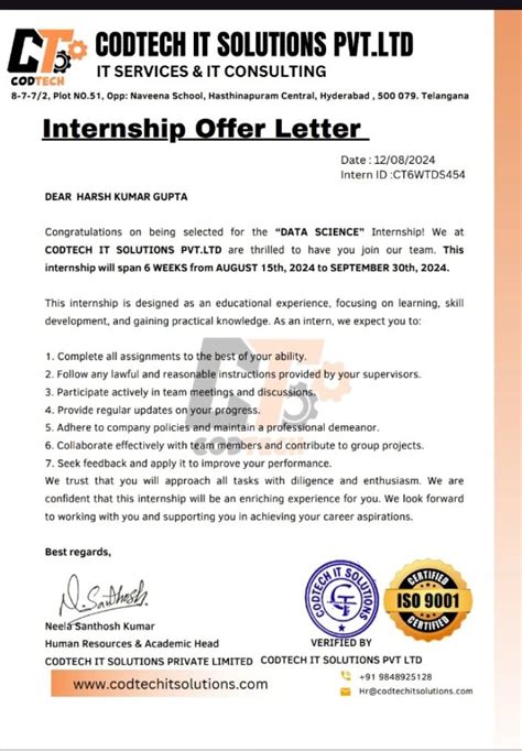 Harsh Kumar Gupta On Linkedin Internship Programming