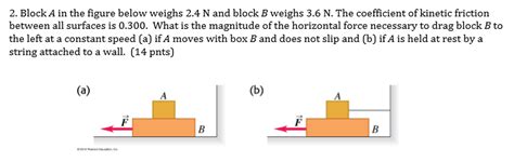 Solved Block A In The Figure Below Weighs N And Block B Chegg