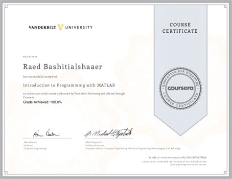 Pdf Course Certificate Matlabpdf Raed Bashitialshaaer