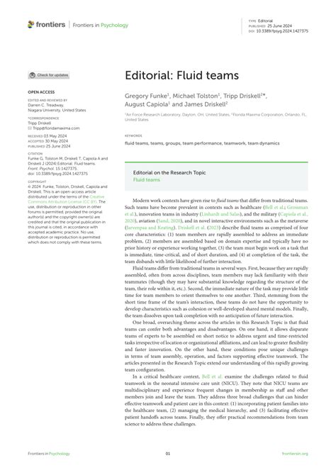 Pdf Editorial Fluid Teams