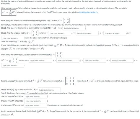 Solved Finding The Inverse Of An Invertible Matrix Is Chegg Com