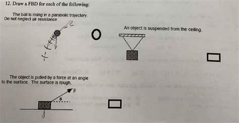 solved 12 draw a fbd for each of the following the ball is