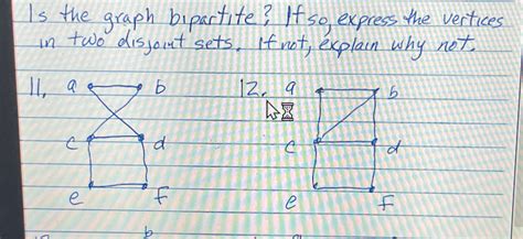 solved is the graph bipartite if so ﻿express the vertices