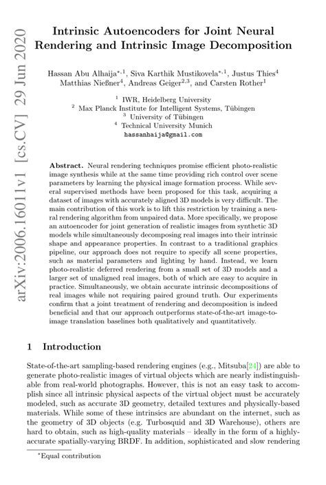 pdf intrinsic autoencoders for joint neural rendering and intrinsic