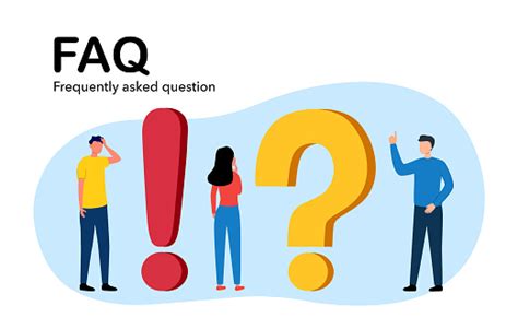 사람 느낌표와 물음표 근처에 서 있는 캐릭터 여자와 남자는 질문을 하고 대답을 받는다 온라인 지원 센터 자주 묻는 질문 개념 고객에 대한 스톡 벡터 아트 및 기타 이미지