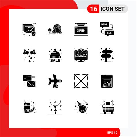 16 Thematic Vector Solid Glyphs And Editable Symbols Of Programming Development Open Develop